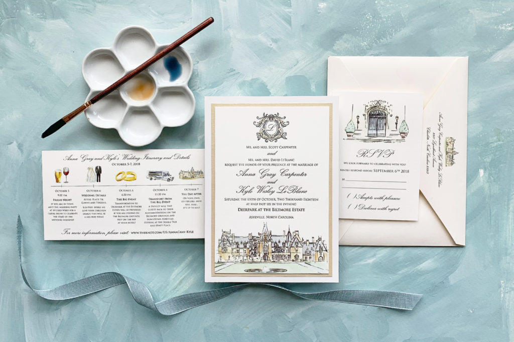 Illustrated Wedding Venue Wedding Invitations-Momental Designs