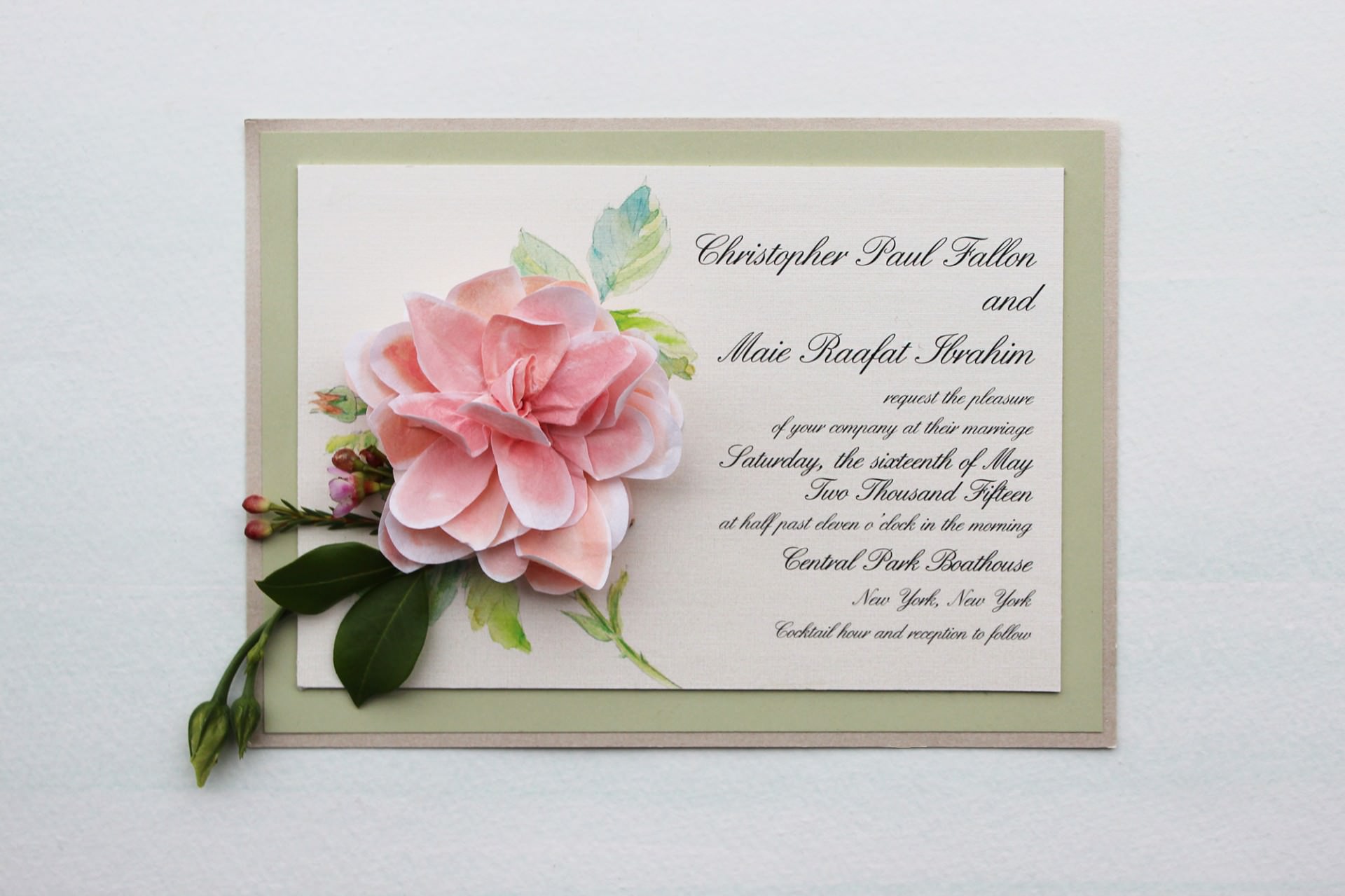 Paper Flower Wedding Invitations-Momental Designs