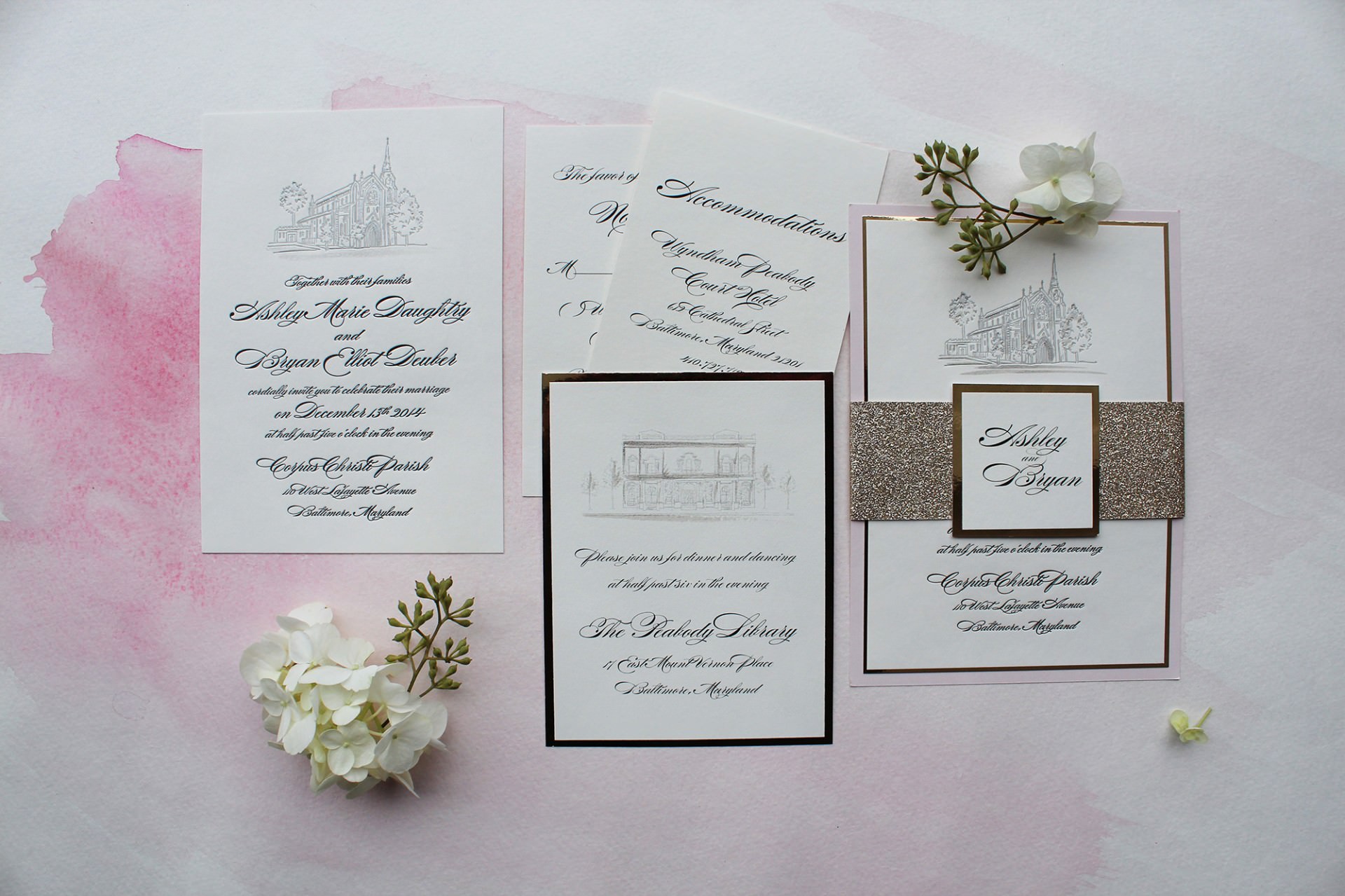 Illustrated Wedding Venue Wedding Invitations-Momental Designs