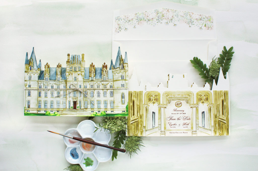 Illustrated Wedding Venue Wedding Invitations-Momental Designs