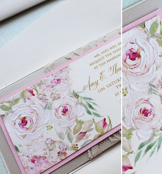 A Peek into the Studio - Romantic Floral and Lace Wedding Invitations