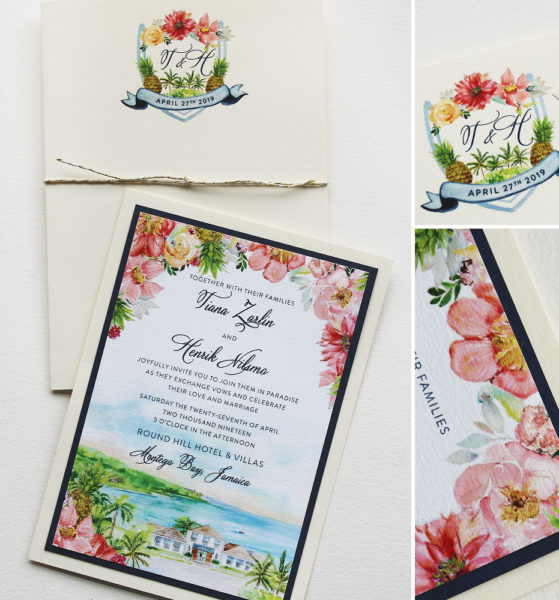 Tropical Jamaica Wedding Invitations - Momental Designs
