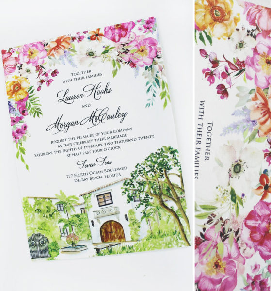 Custom Home Illustration Wedding Invitation - Momental Designs