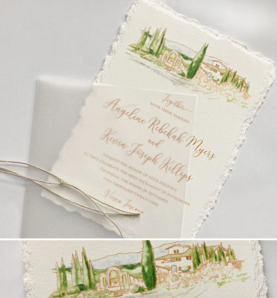 Minimalist Tuscany Wedding Invitations - Momental Designs