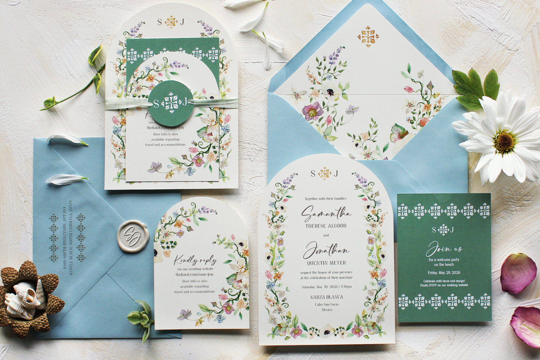 Caribbean and Mexico Wedding Invitations - Momental Designs