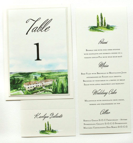 Watercolor Tuscany Wedding Invitations Karlyn G - Momental Designs