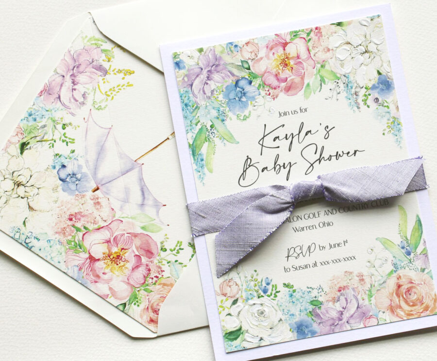 Pastel Floral Baby Shower Invitations - Momental Designs
