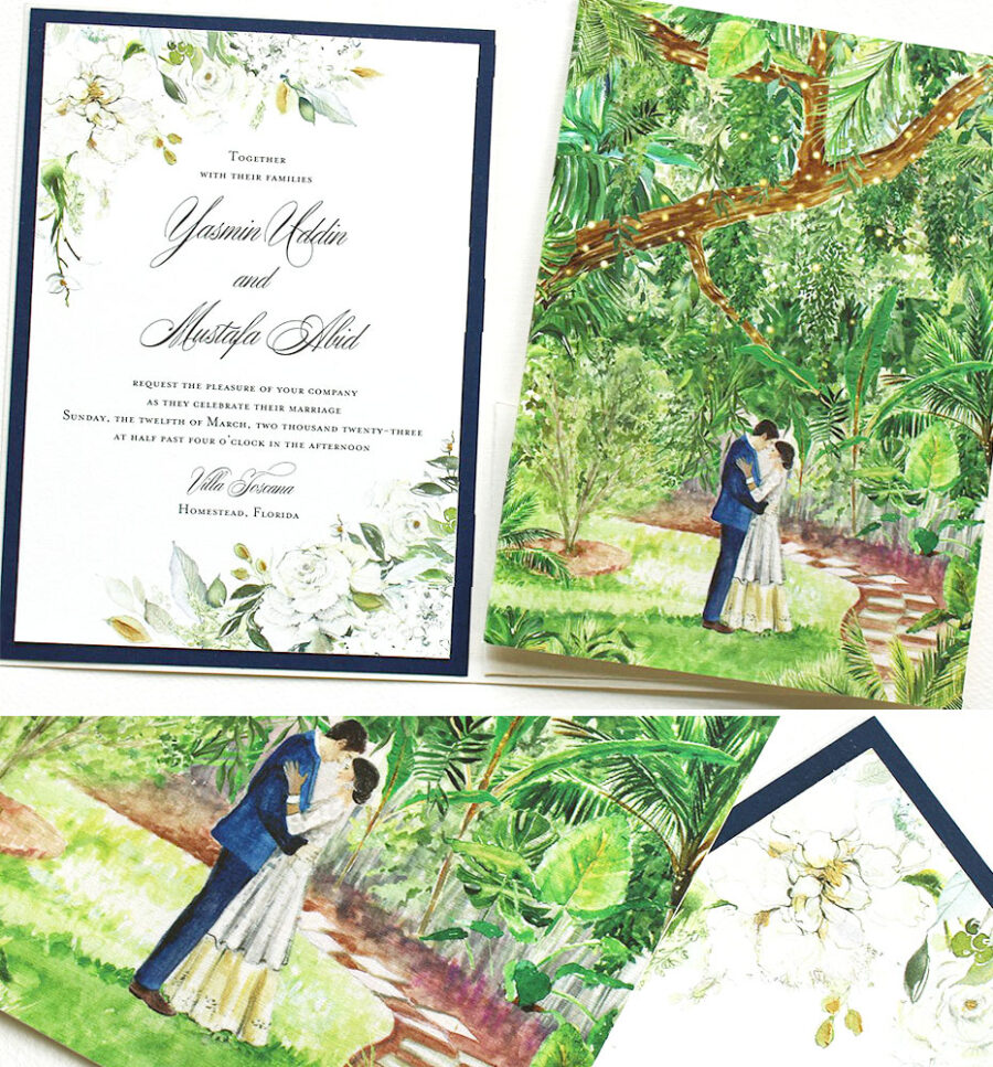Watercolor Portrait Wedding Invitation - Momental Designs
