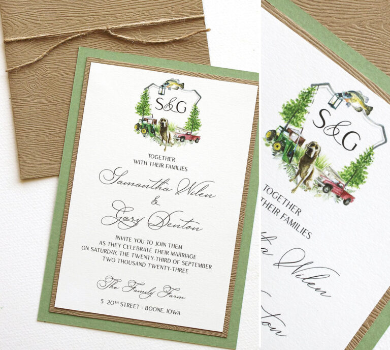 Watercolor Farm Wedding Invitations Samantha W. - Momental Designs