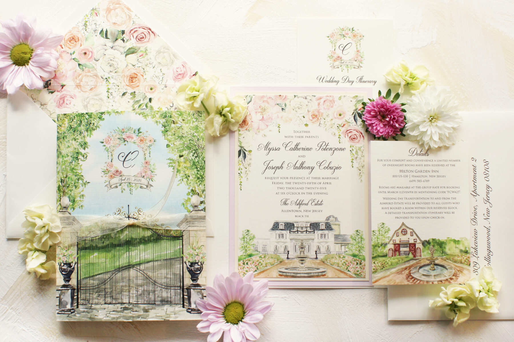 Illustrated Wedding Venue Wedding Invitations-Momental Designs