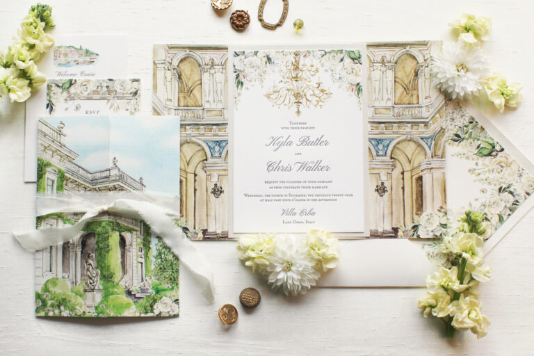 Illustrated Wedding Venue Wedding Invitations-Momental Designs
