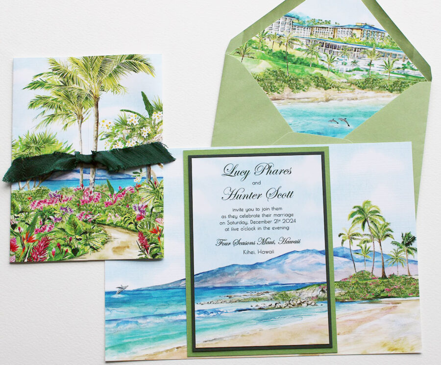 Hawaii Beach Landscape Wedding Invitations - Momental Designs