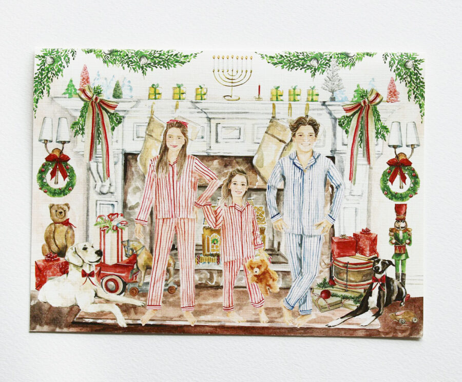 Watercolor Family Holiday Portrait Card - Momental Designs