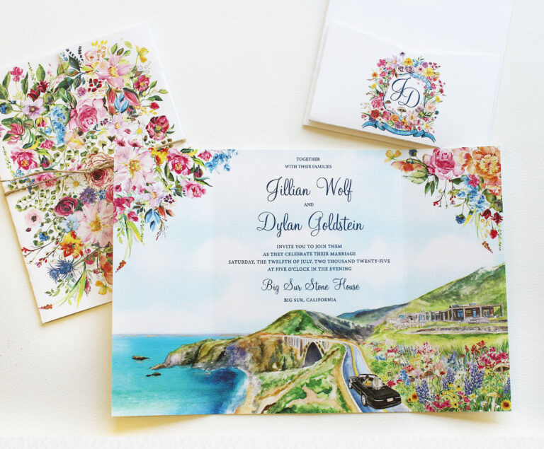 Momental Designs - Wedding Invitation with Illustrated Venue of Country ...