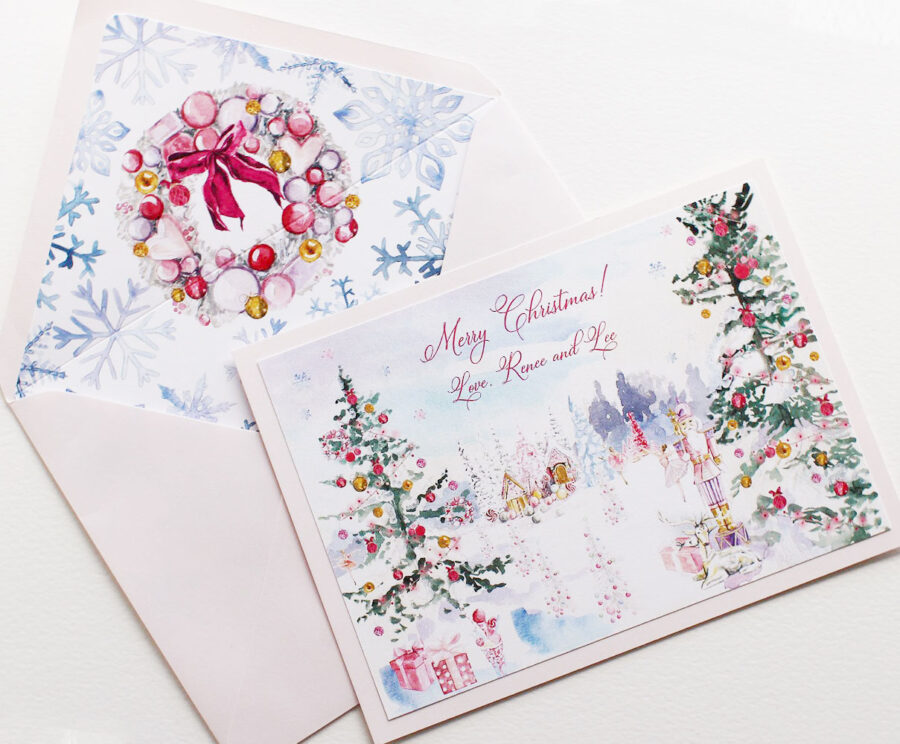 Pink Winter Wonderland Holiday Cards - Momental Designs