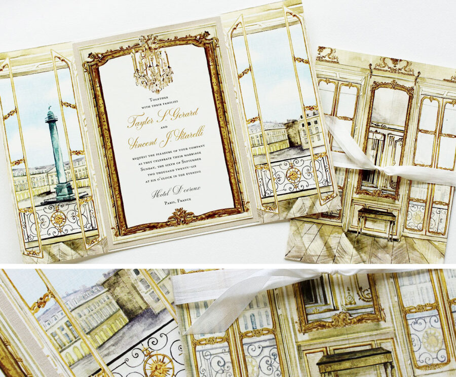 Hotel D'Evreux Paris wedding Invitations - Momental Designs